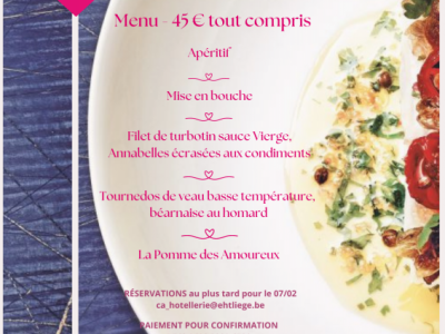 Soirée Saint - Valentin (repas) | Ecole d'Hôtellerie et de Tourisme de ...